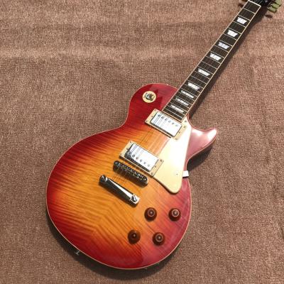 China New standard LP 1959 R9 electric guitar, Cherry burst color, frets cream binding, a piece of neck & body, Tune-o-Matic b for sale