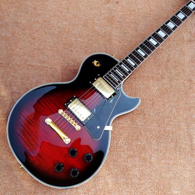 China High Quality Custom LP electric guitar, Red Flame Maple Top electric guitar with Gold hardware, free shipping for sale