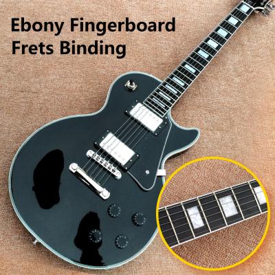 China Custom LP electric guitar, Ebony fingerboard frets binding electric guitar with Chrome hardware, free shipping for sale