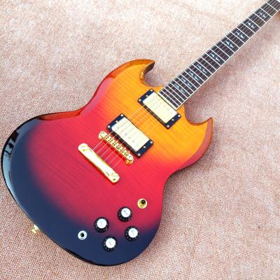 China New style custom SG electric guitar, Gradual change & Flame Maple Top SG electric guitar , free shipping for sale