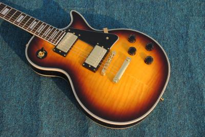 China High Quality cheaper price LP custom Electric Guitar sunburst color center solid rosewood fingerboard,chrome parts, Whol for sale