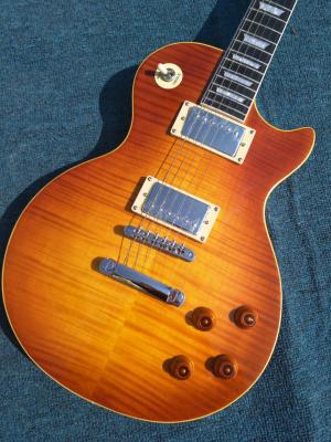 China Tiger flame 1959 R9 LP standard electric guitar piece by piece neck body, Tune-o-Matic bridge, FRET binding free deliver for sale