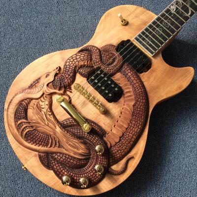 China Custom guitar, carved dragon pattern, ebony fingerboard, free shipping for sale