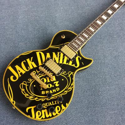 China JACK DANIELS standard LP electric guitar guitar, black and yellow combination, gold pieces, free shipping for sale