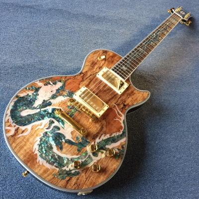 China New high-quality custom LP electric guitar, Abalone Dinosaur inlaid fingerboard & body custom LP Electric guitar, free s for sale