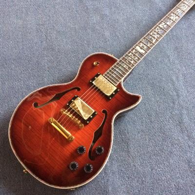 중국 A new style of custom guitar, double F holes,Gold hardware,Flame Maple Top & Back 판매용
