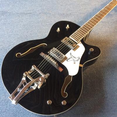 China Hollow body jazz electric guitar,Double F hole, tremolo system, black high quality jazz guitar for sale