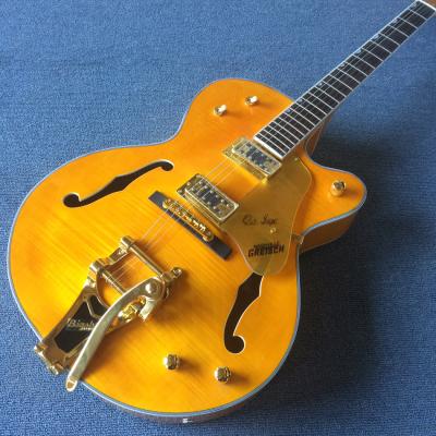 China New style high-quality hollow body jazz electric guitar, Double F holes,Tremolo system ,Flame Maple top for sale