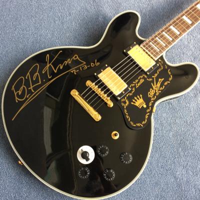 China Hollow Body Jazz Electric Guitar in Black for sale