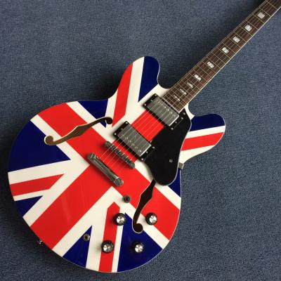 China Hollow body Jazz electric guitar, British flag Rosewood Fingerboard electric guitar for sale