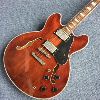 China Hollow body jazz electric guitar, Double F holes Chestnut skin electric guitar for sale
