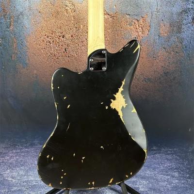 中国 2024 Deluxe Handed Fano Style Relic Electric Guitar Custom Guitar Factory Aged Black Guitar P90 Pickups 販売のため