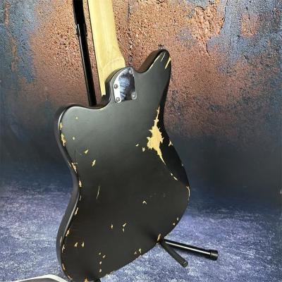 中国 2024 Deluxe Handed Fano Style Relic Electric Guitar Custom Guitar Factory Aged Black Guitar P90 Pickups 販売のため