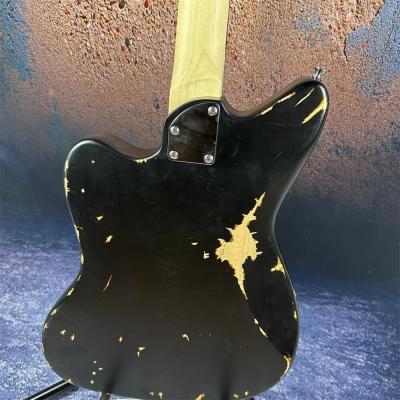 中国 2024 Deluxe Handed Fano Style Relic Electric Guitar Custom Guitar Factory Aged Black Guitar P90 Pickups 販売のため