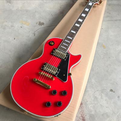 China New custom shop red LP electric guitar in silver burst for sale