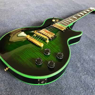China Customized electric guitar lp model in green color black burst green for sale