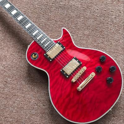 China New style high-quality custom LP electric guitar, Burst color Quilte Maple red custom shop electric guitar for sale