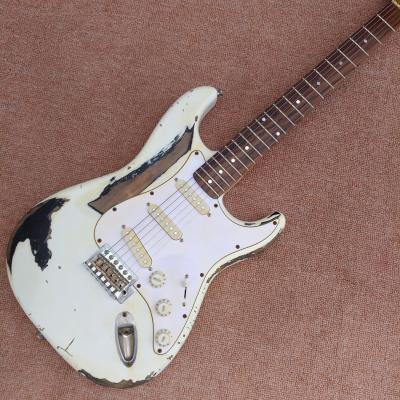 China New style high quality relic remains ST electric guitar, handmade ST aged relic electric guitar for sale
