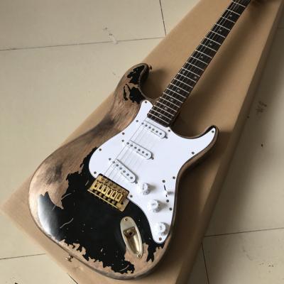 China New style high quality custom relic ST electric guitar, Rosewood fingerboard relic electric guitar for sale