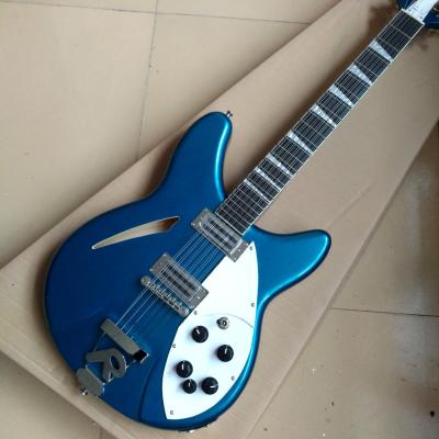 China 2018 Best Bass Top quality 12 strings Hollow body Electric Bass guitar in Metallic blue color, Chrome hardware for sale
