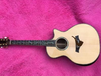 China 2018 New body cut Chaylor acoustic guitar Real abalone solid top electric acoustic guitar for sale