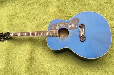 China 2018 Chibson G200 acoustic guitar transparent blue GB G200 electric acoustic presys blend Mic guitar Jumbo GB200 for sale