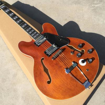 China Matt Brown color ES335 Jazz Electric Guitar,Top quality Hollow Body Archtop 335 Jazz Guitarra,5 switch for sale