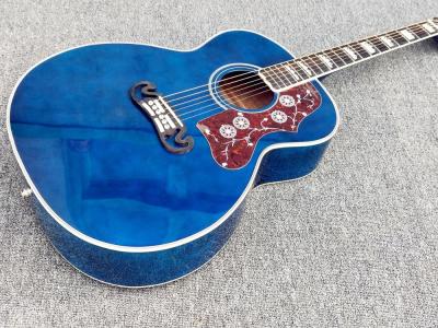 China Top quality Blue G200 classic acoustic guitar,Golden Hardware,Solid Sprue top,Factory Custom Maple body guitar for sale