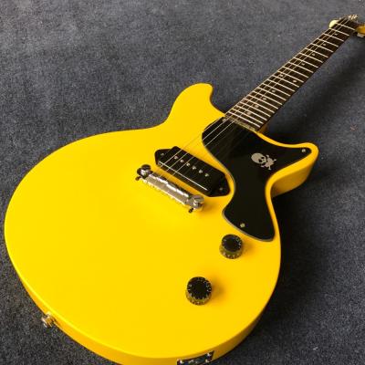 China 1959 LP Junior electric guitar yellow color one piece bridge pickup mahogany body neck for sale