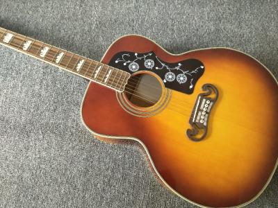 China Factory Custom G200 Acoustic Guitar 43 inches Sunburst Sitika Solid Spruce Maple Acoustic Guitar Back / Side Tiger Strip for sale