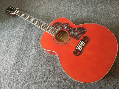 China customization G200 Acoustic Guitar Flame red Top Solid spruce maple Tiger stripes Body Guitar for sale