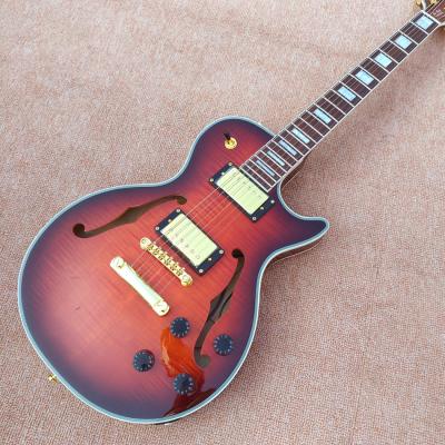 China High quality custom LP Semi Hollow body Electric Guitar with F holes, Flame Maple Top & Back LP Electric guitar for sale