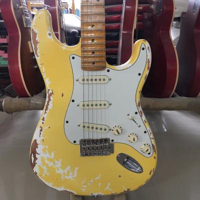 China Maple scalloped fingerboard relic classical st electric guitar,handmade aged st guitar for sale