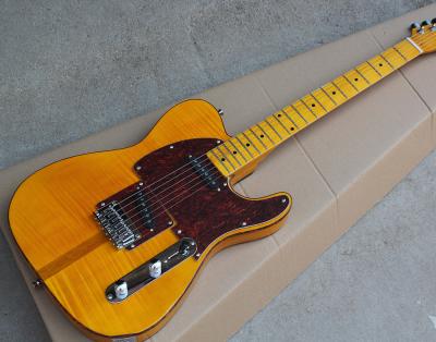 China Custom Wholesale Yellow Body Electric Guitar with Red Tortoise Pickguard,Yellow Maple Fretrboard for sale