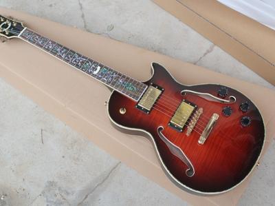 China Semi-hollow Electric Guitar with Mahogany Neck,Black Pickguard,Gold Hardware for sale