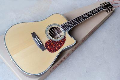 China Custom 41'' 20 frets 45 cutaway body Acoustic Guitar with solid top,golden tuners,colorful pearl binding,rosewood back for sale