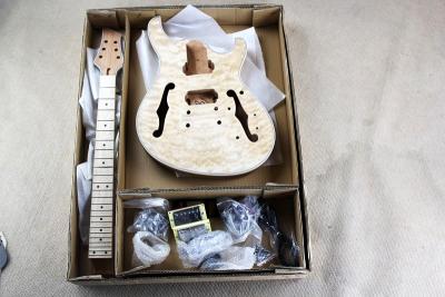China Custom Semi-hollow Electric Guitar Kit(Parts) with Mahogany Body ans Neck,Flame Maple Veneer,Chrome Hardwares,DIY Guitar for sale