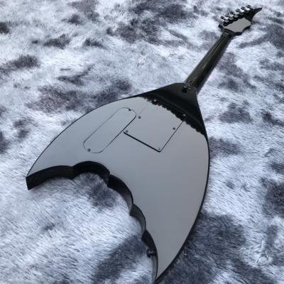 China Custom black Bat 6-strings tremolo bridge electric guitar mahogany body black hardware for sale