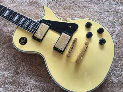 China Custom guitar shop lp electric guitar Cream color 7 ply binding Ebony fingerboard Golden hardwares Grover tuner Randy Rh for sale