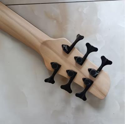 China Custom 6 Strings Natural Ash Burl Spalted Maple Top Neck Through Body Electric Bass Guitar Black Imported Hardware​, Accept Bass OEM for sale