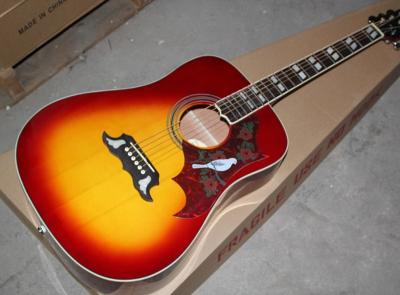 China Custom Gibson 41 inch DOVE 20 frets rounded corner tobacco sunburst acoustic guitar with electric guitar's pickup for sale