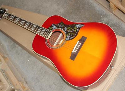 China Factory custom 41'' Hummingbird 20 frets rounded corner cherry sunburst folk acoustic guitar for sale