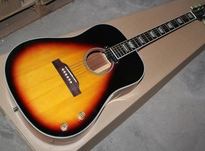 China Factory 41 inch Solid Top tobacco sunburst 70th Anniversary John Lennon acoustic guitar with electric guitar's pickup for sale