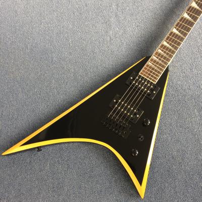 China New high quality V type electric guitar,Rosewood, yellow circle black edge for sale