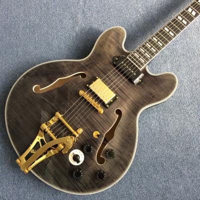 China High quality ebony fingerboard, double jack, double F holes Jazz Electric Guitar for sale
