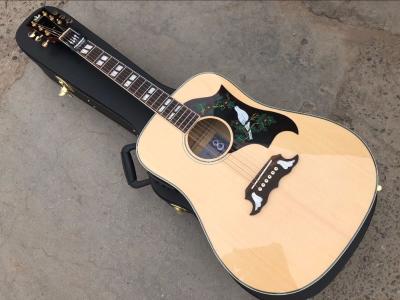 China Best quality Dove style solid AAA spruce wood top flame maple back and side acoustic electric Guitar for sale