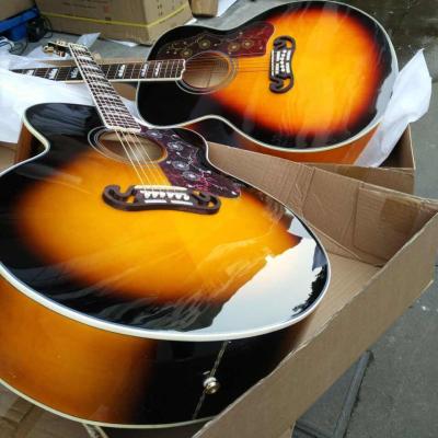China Sunset J200 classic acoustic guitar,Top quality J200vs electric acoustic guitar,Solid Sprue top,Factory Maple J200 guita for sale
