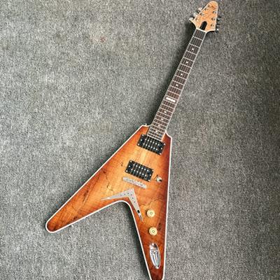 China Emerald natural Flying V Electric Guitar China OEM Custom Body flying v guitar& Kits for sale