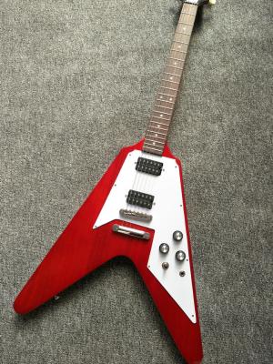China Red Unusual Shaped Flying V Electric Guitar,Rosewood Fingerboard for sale