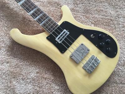 China RIC BASS GUITAR 4003 Natural color set in neck Rosewood fingerboard shark inlay with custom bridges for sale